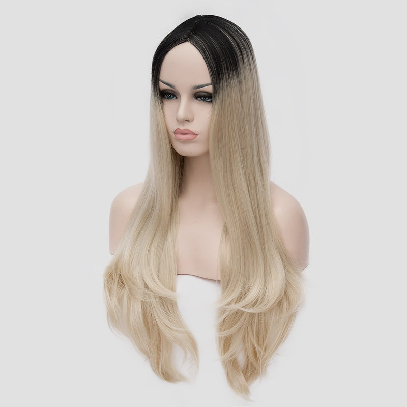Dark roots fashion natural blonde long wavy wigs - Smart Wigs Sydney