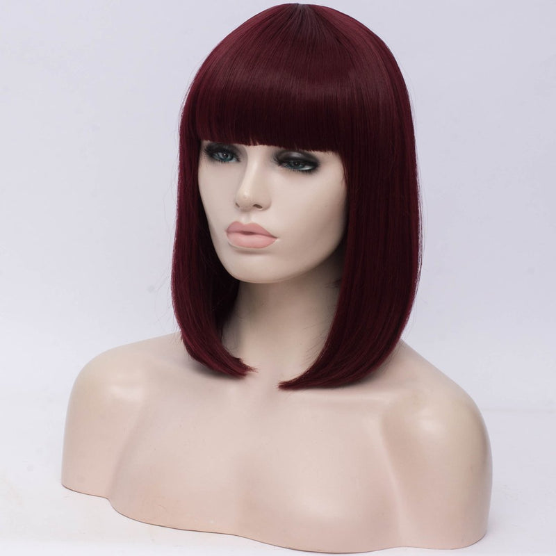 Burgundy full fringe medium bob wig by Smart Wigs Sydney NSW