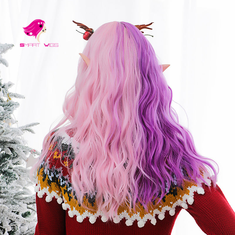 Half purple half pink long curly natural wig | Smart Wigs Adelaide SA