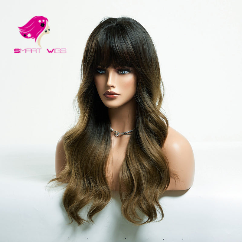 Dark roots light brown long curly natural wig | Smart Wigs Adelaide SA