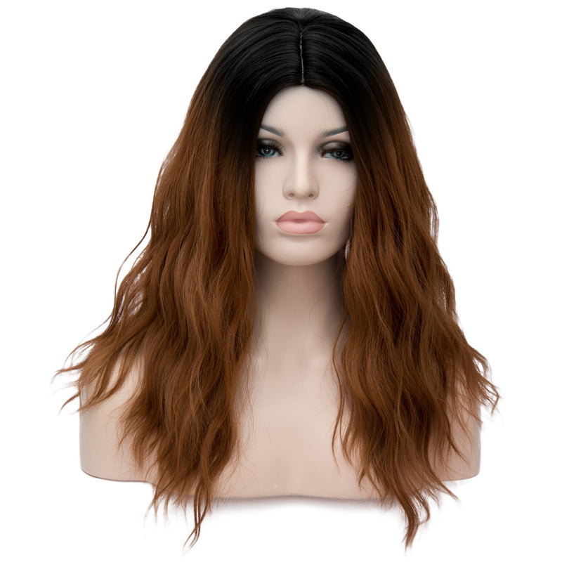 Light brown with dark roots long wavy wig - Smart Wigs Adelaide SA